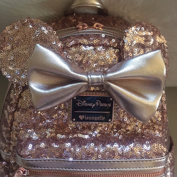 Disney | Bags | Disney Loungefly Rose Gold Sparkle Sequin Mini Backpack ...